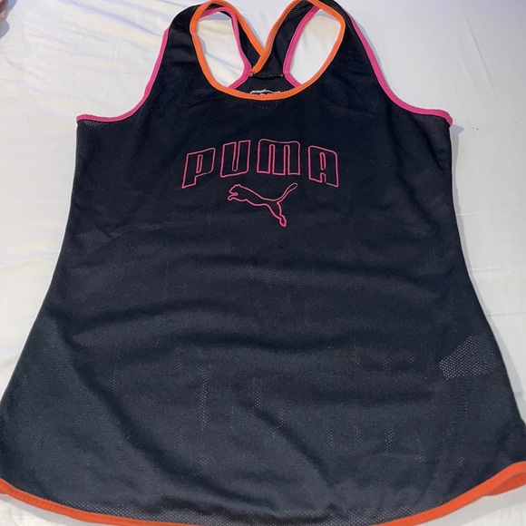 Puma | Tops | Puma Jersey Material Tank Top With Razorback Black Orange ...